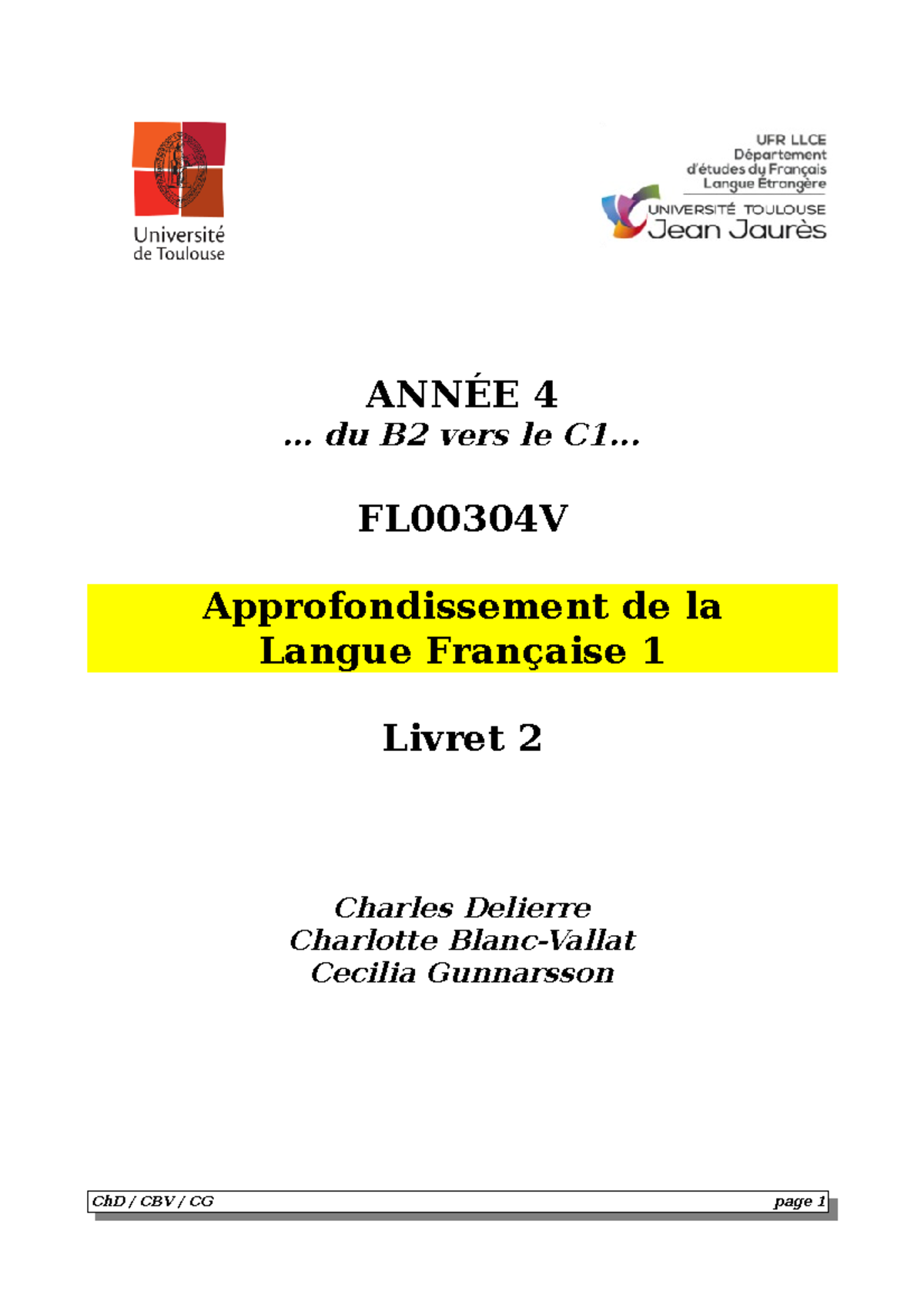 FL00304 V livret 2b - Grammaire - ANNÉE 4 ... du B2 vers le C1 ...