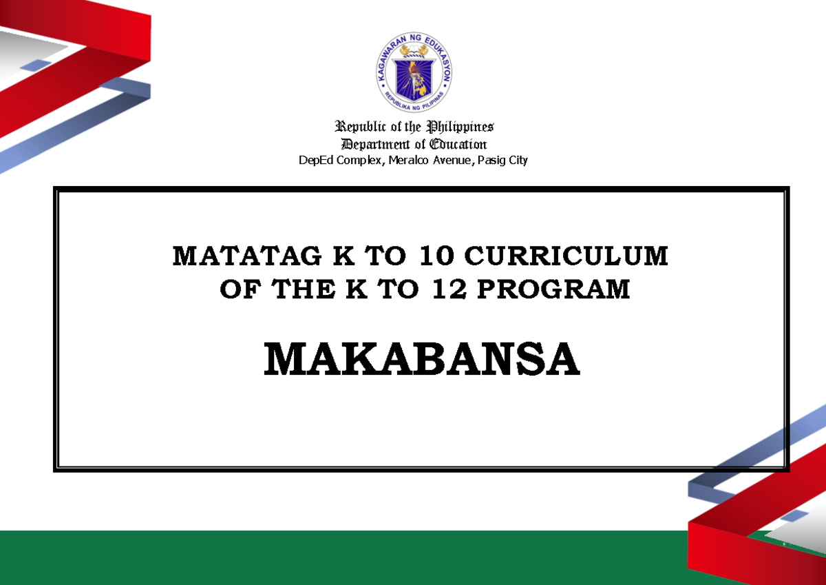 Makabansa - Republic of the Philippines Department of Education DepEd ...