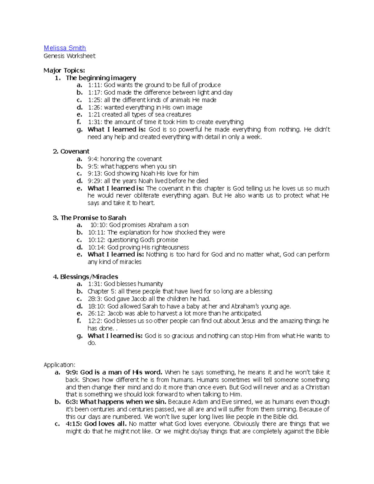 Genesis W S - Worksheet assignments - Melissa Smith Genesis Worksheet ...