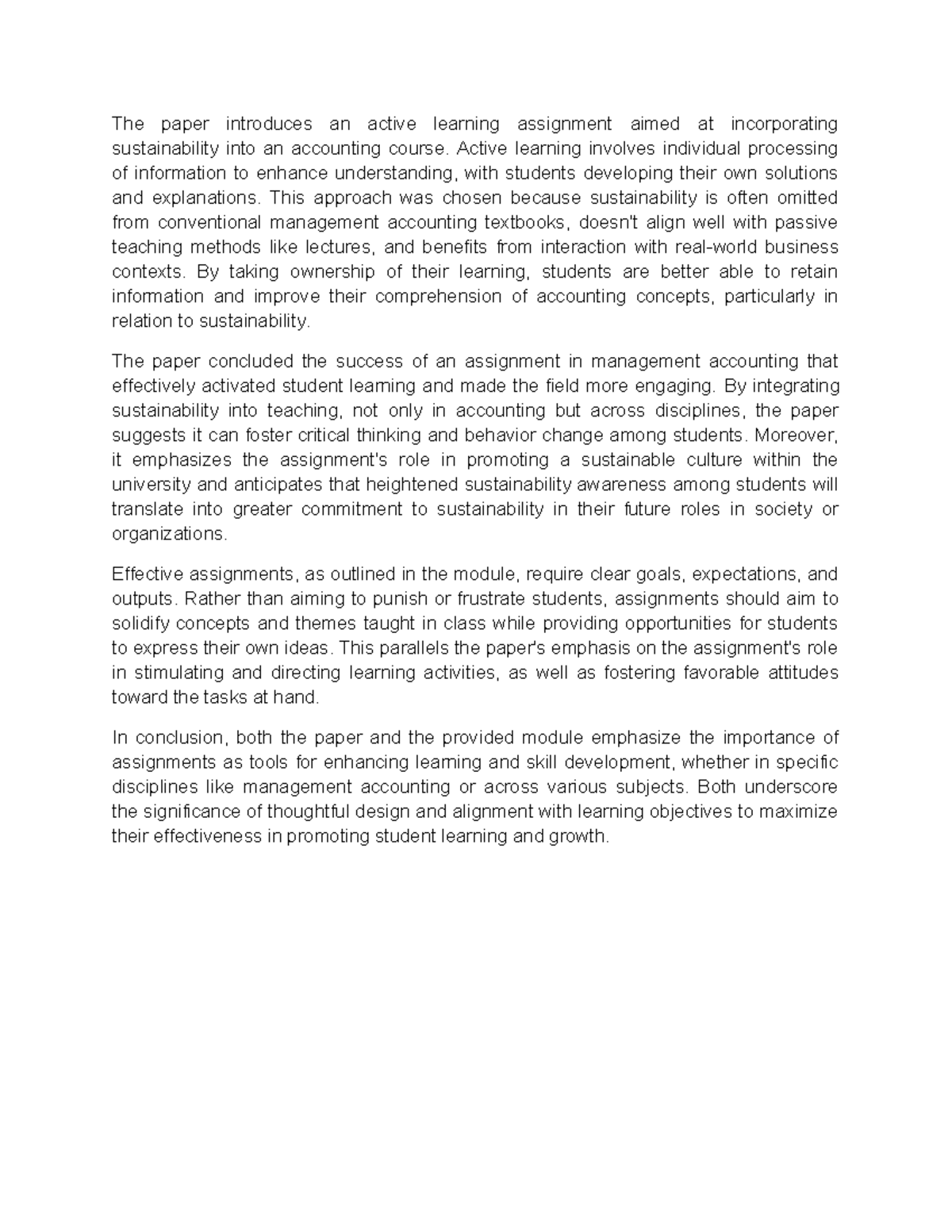 Module 7 - acelec - The paper introduces an active learning assignment ...