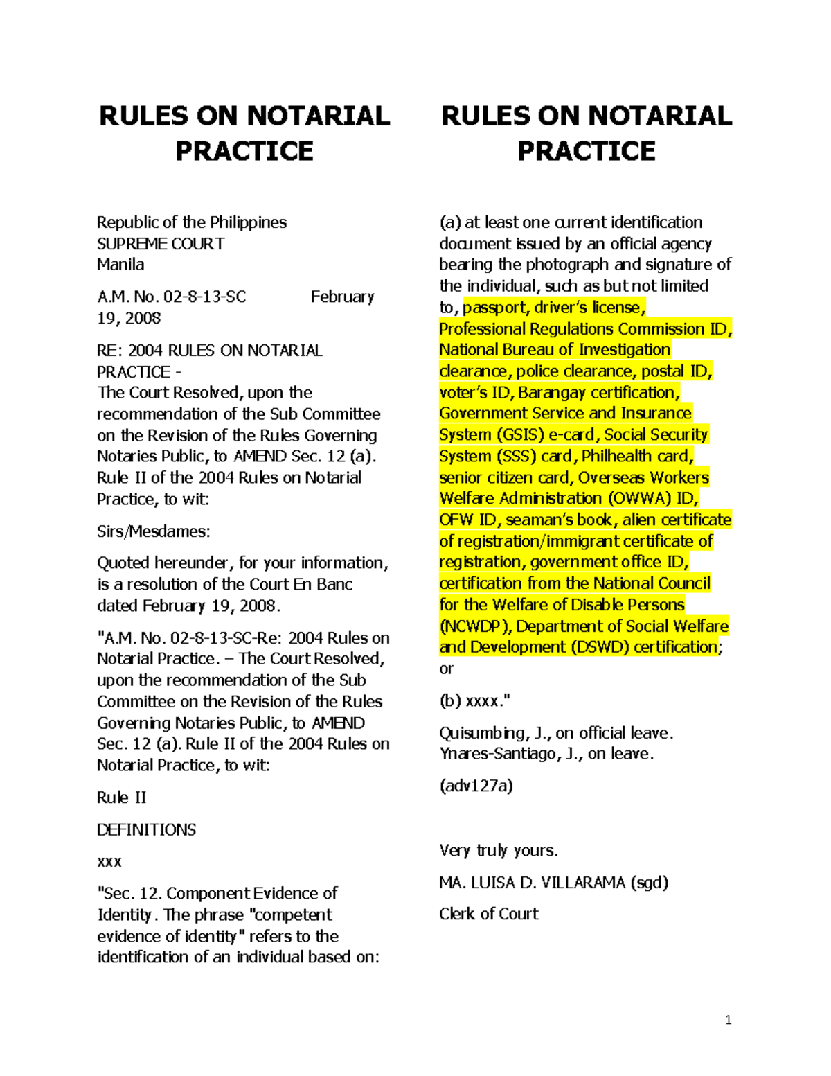 Notarial Law Philippines - RULES ON NOTARIAL PRACTICE Republic of the ...