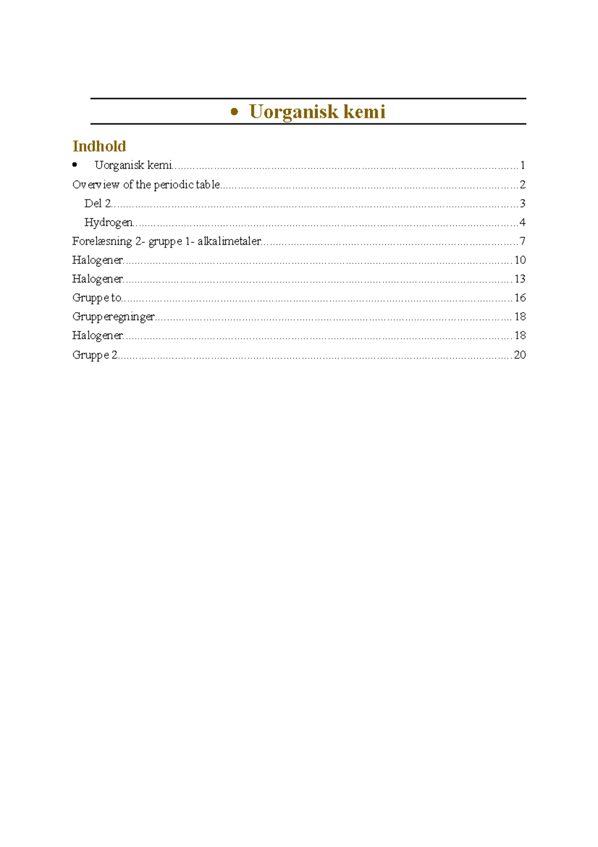 Uorganisk-kemi - noter - Uorganisk kemi Uorganisk - Studocu