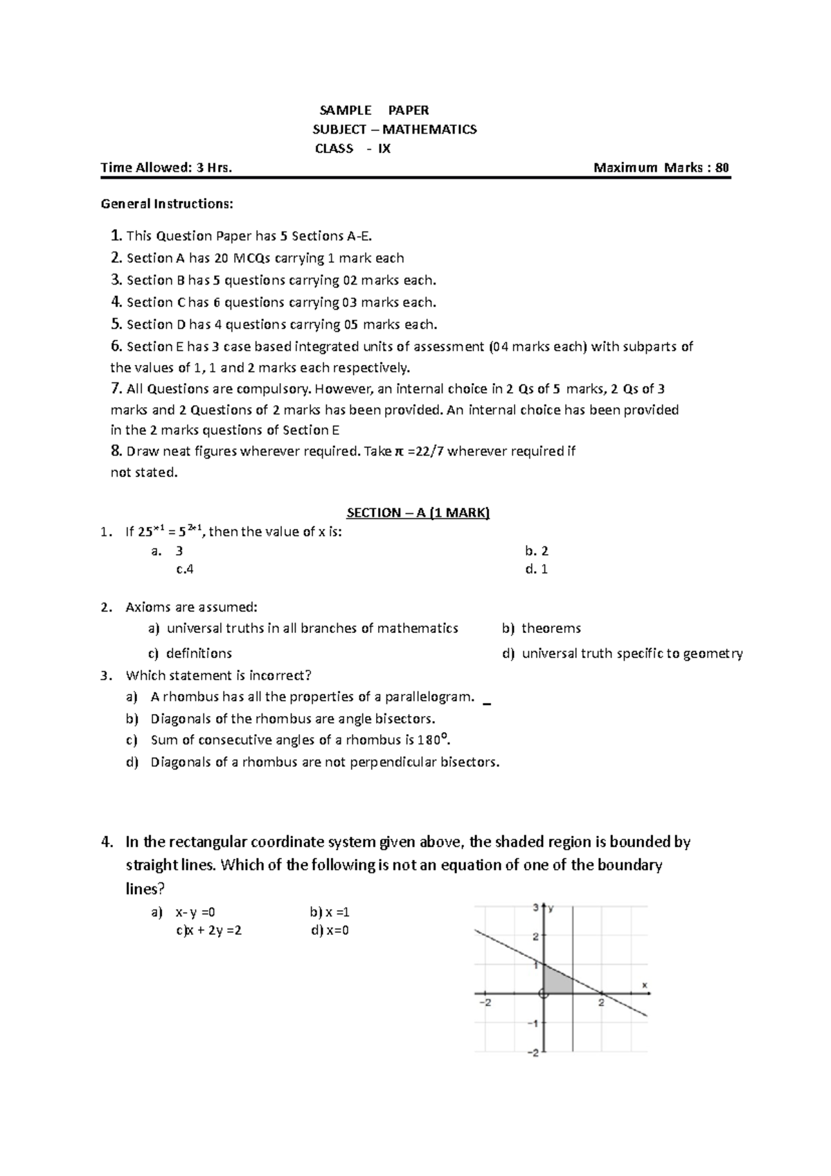 Sample Paper - hello how are you - SAMPLE PAPER SUBJECT – MATHEMATICS ...