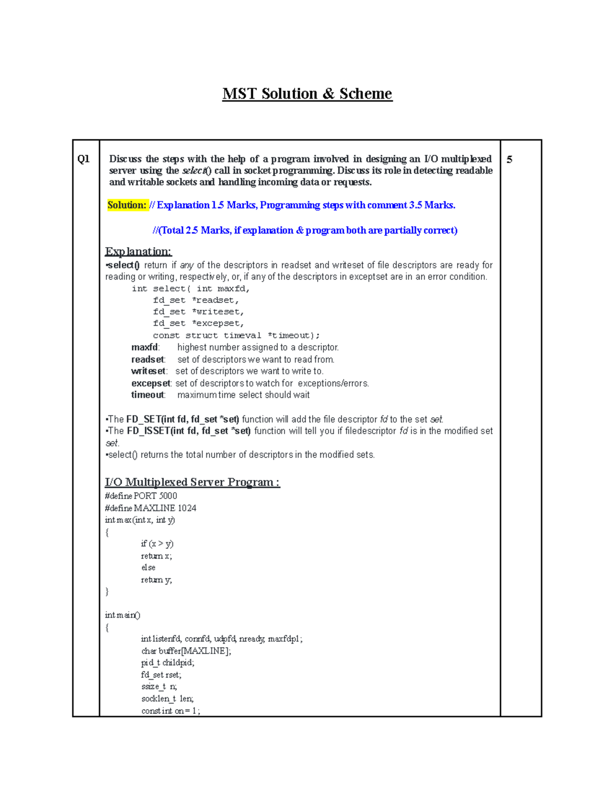 MST Solution Scheme(26-9-2023) - MST Solution & Scheme Q1 Discuss the steps with the help of a ...