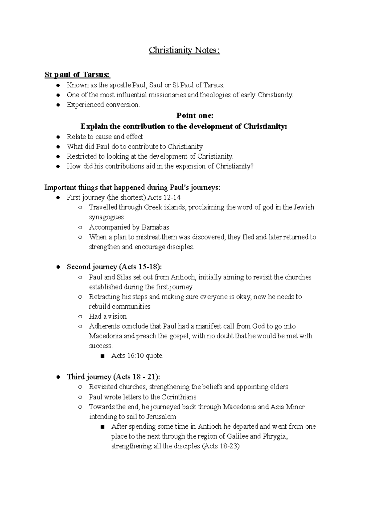 Christianity and Islam notes - Christianity Notes: St paul of Tarsus ...