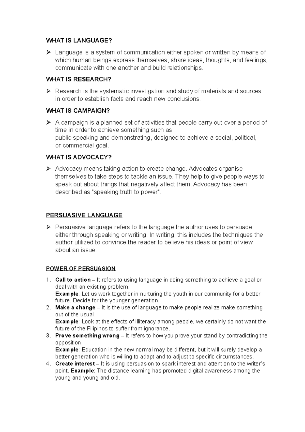 Persuasive Language ( Lesson 1) - WHAT IS LANGUAGE? Language is a system of communication either ...