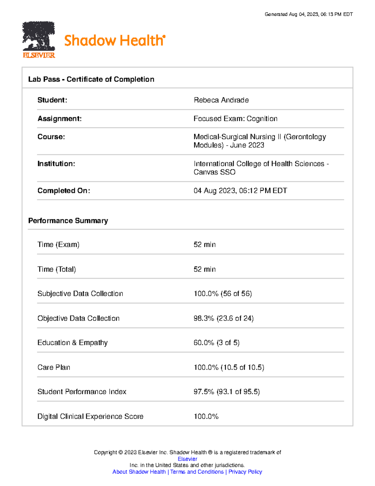 Labpass Focused Cognition MED SURG 2 - Generated Aug 04, 2023, 06:13 PM ...