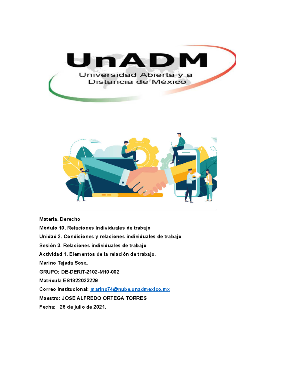M10 U2 S3 MATS - Módulo 10 Relaciones individuales de trabajo. Unidad Condiciones y relaciones ...