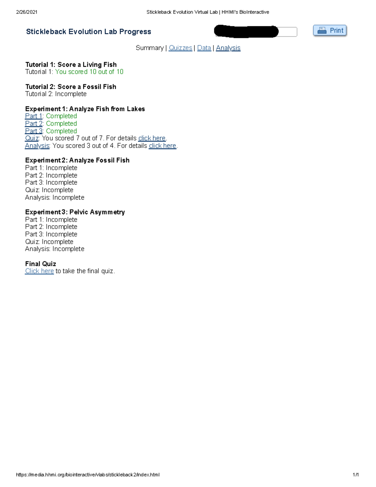 Stickleback Evolution Virtual Lab HHMI's Bio Interactive - - Studocu