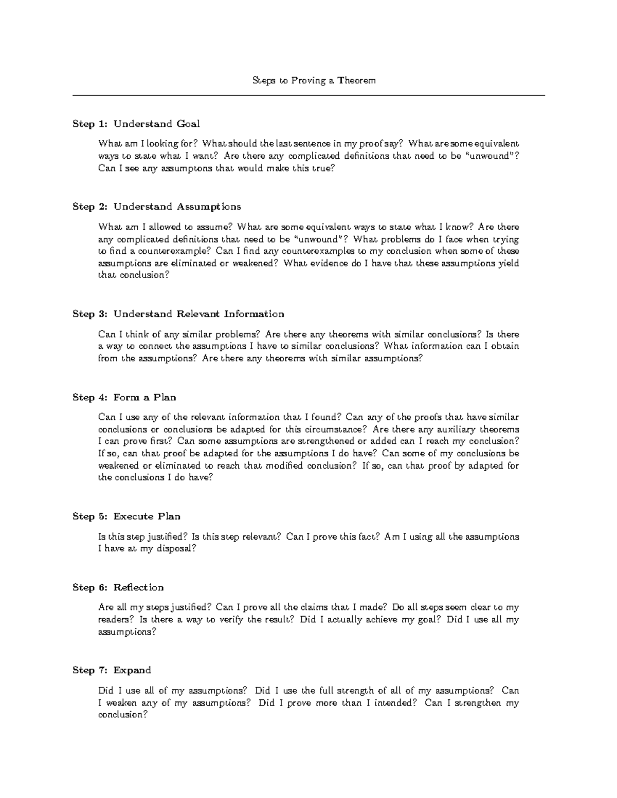 Theorem proofs method - Steps to Proving a Theorem Step 1: Understand ...