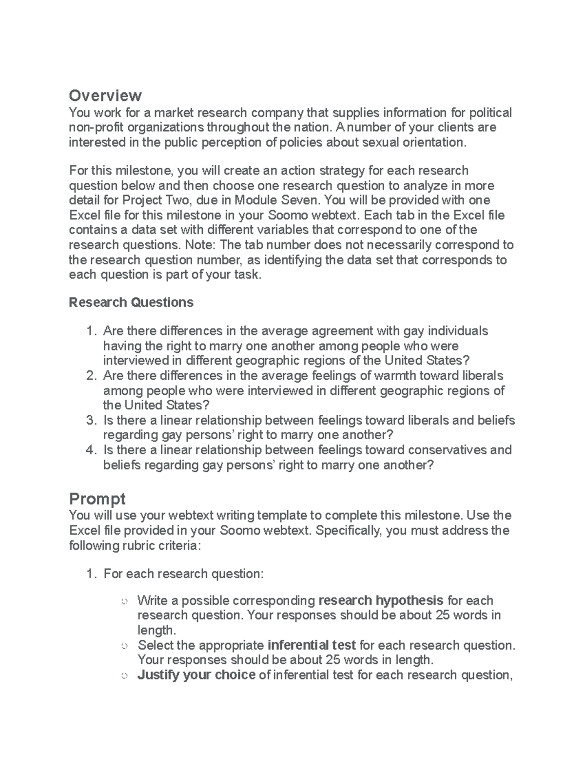 Module 5 - lsdndciw - Overview You work for a market research company ...