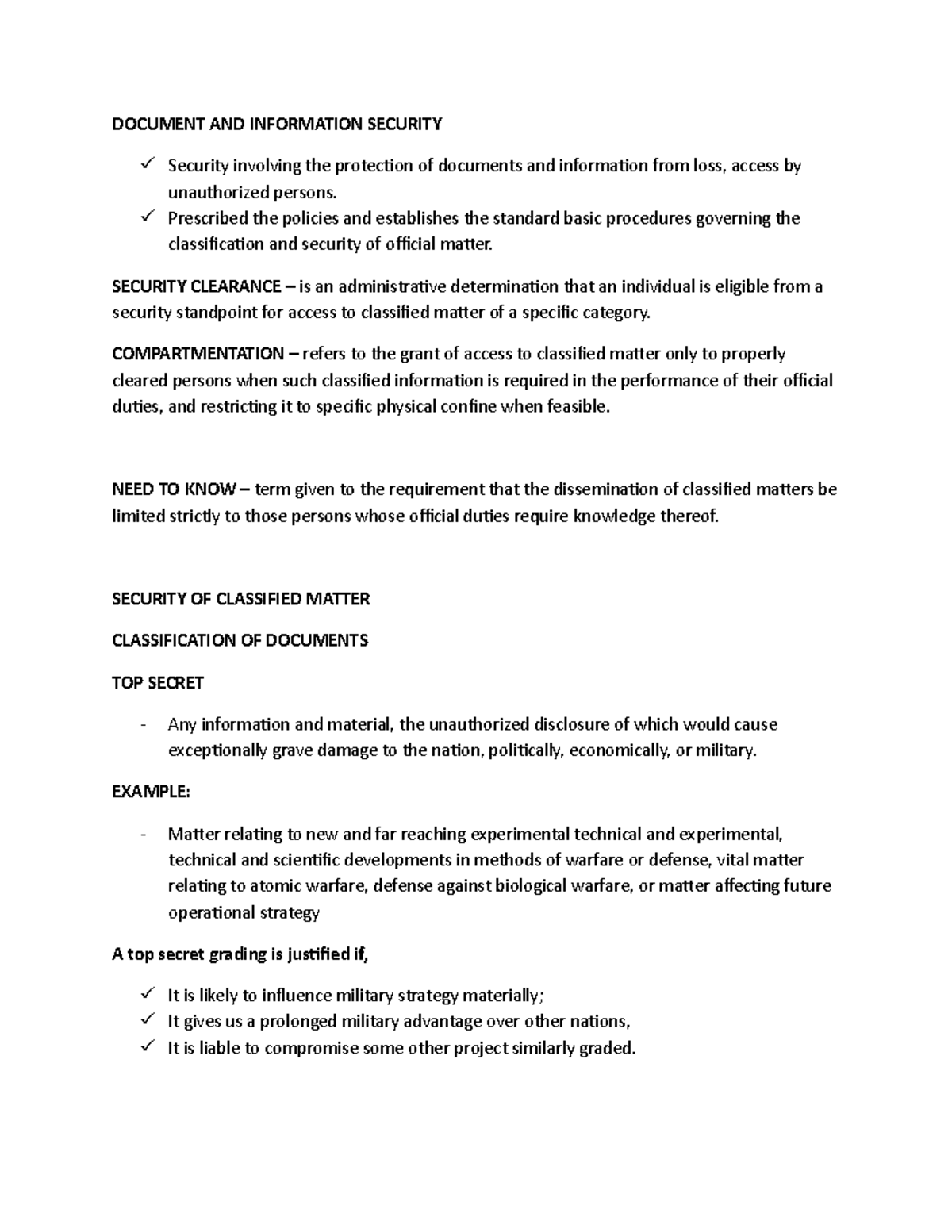 Additional Notes to Industrial Security - DOCUMENT AND INFORMATION ...