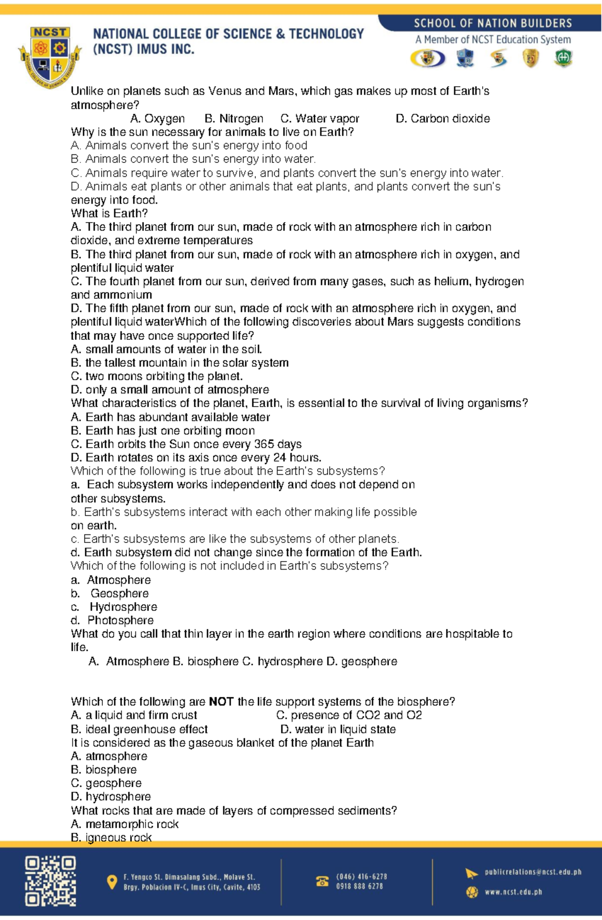 Earth- Science Reviewer G11 - Unlike on planets such as Venus and Mars ...