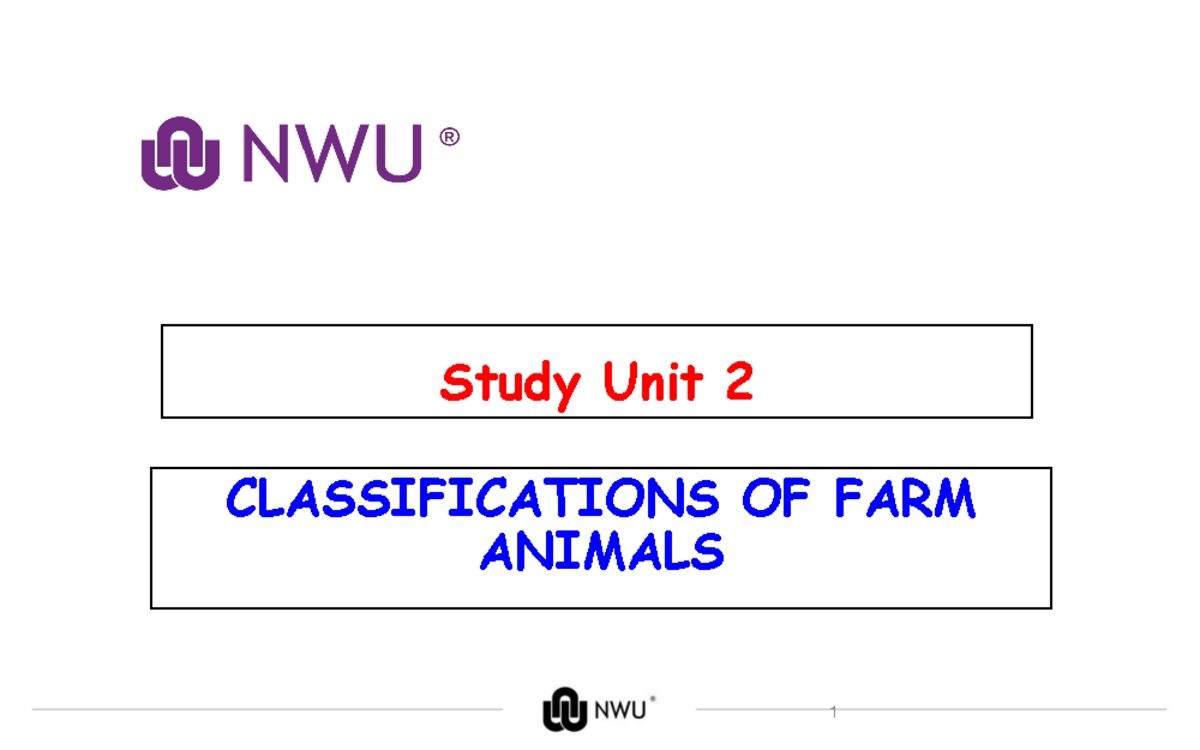 2022 ANDM 121 Study UNIT 2 - Study Unit 2 CLASSIFICATIONS OF FARM ...
