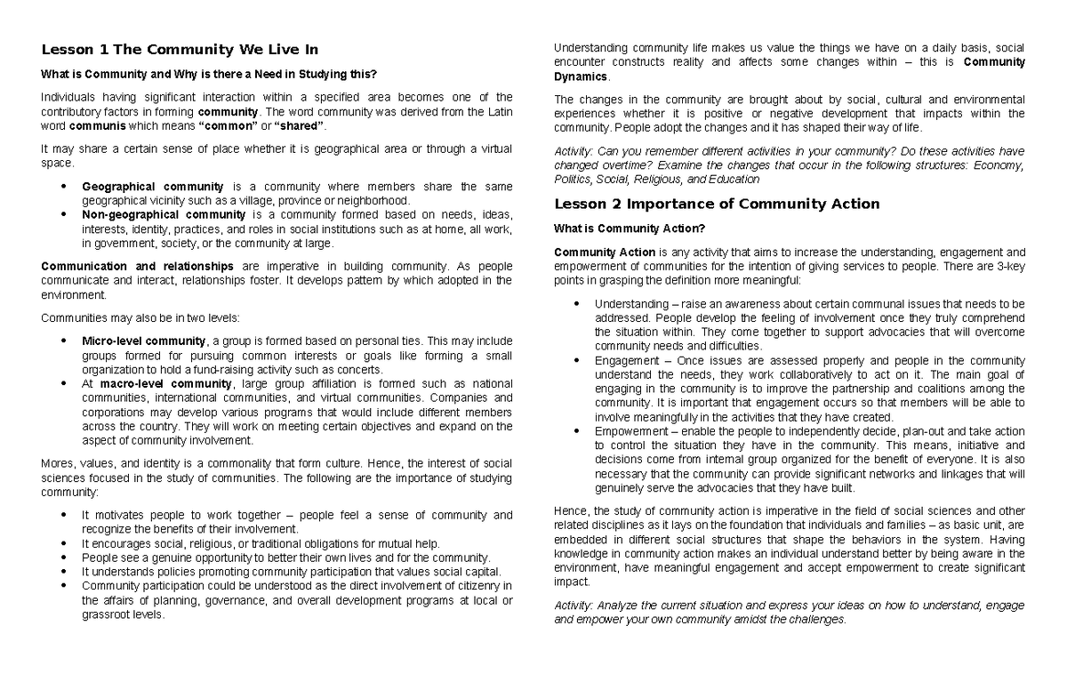 Lesson-1-2-The-Community-We-Live-In 125542 - Lesson 1 The Community We ...