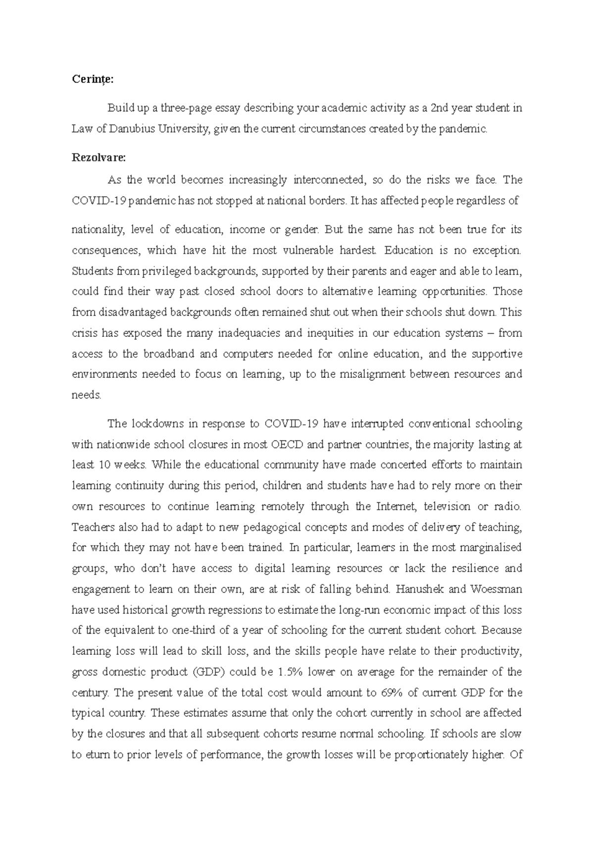 Tema engleza - Build up a three-page essay describing your academic ...