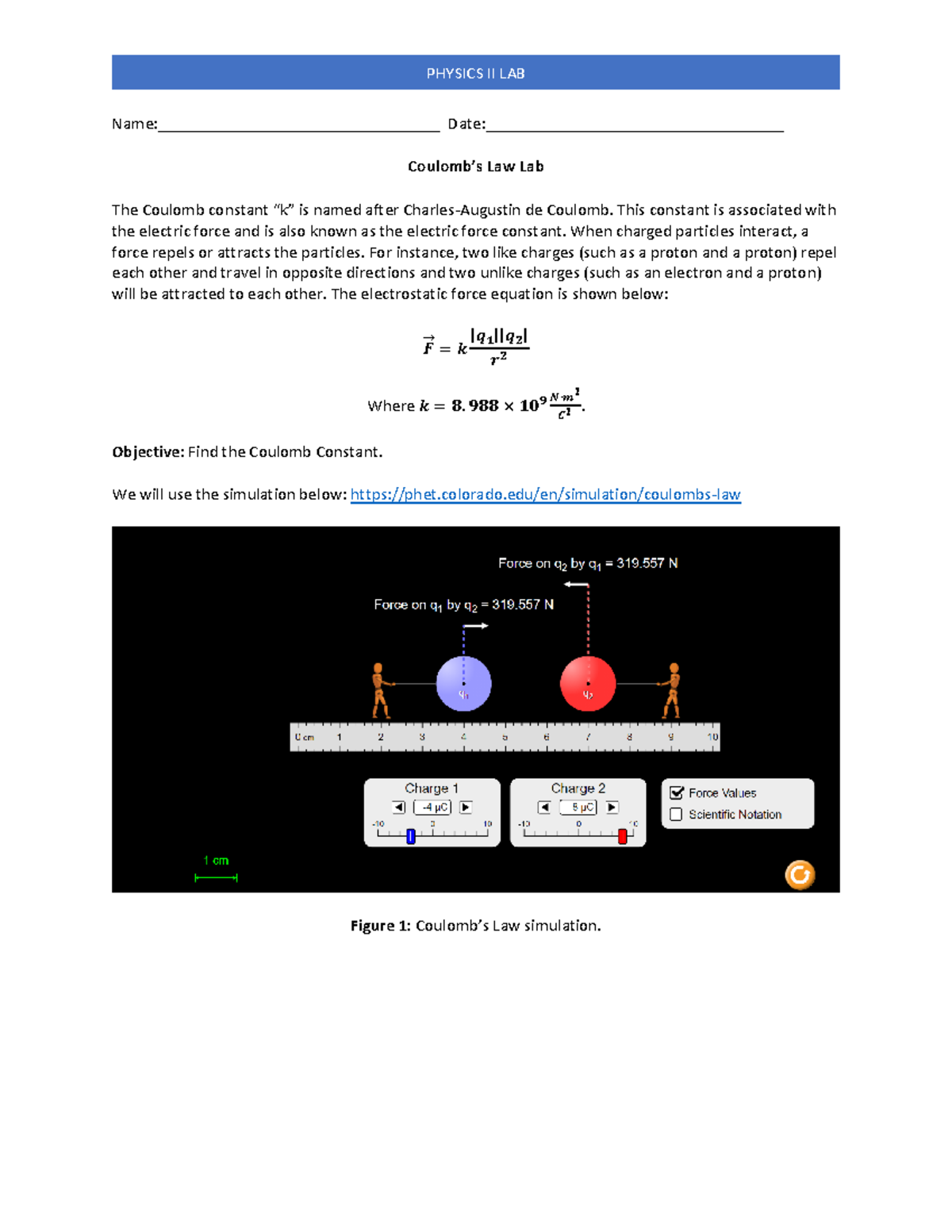 Coulombs Law PHET - Name:_________________________________ Date