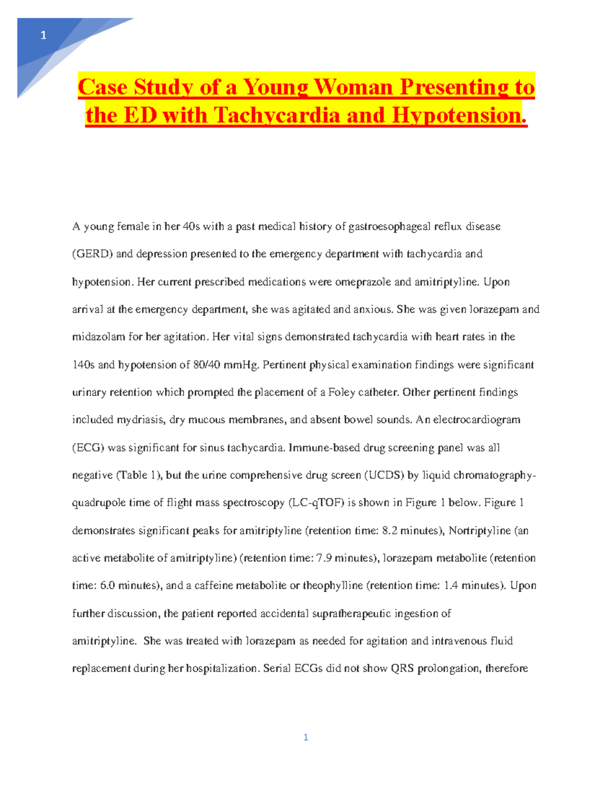 Case Study of a Young Woman Presenting to the ED with Tachycardia and ...