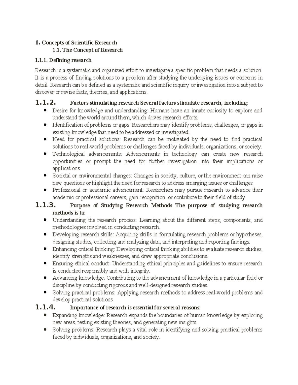 Research Metodology - Chapter 1 - 1. Concepts of Scientific Research 1. The Concept of Research ...