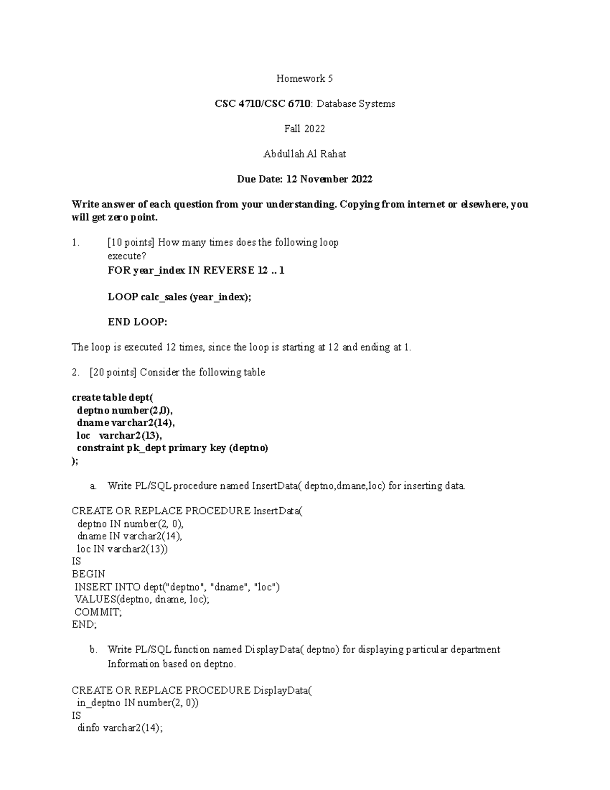Homework 5 - docs - Homework 5 CSC 4710/CSC 6710: Database Systems Fall ...