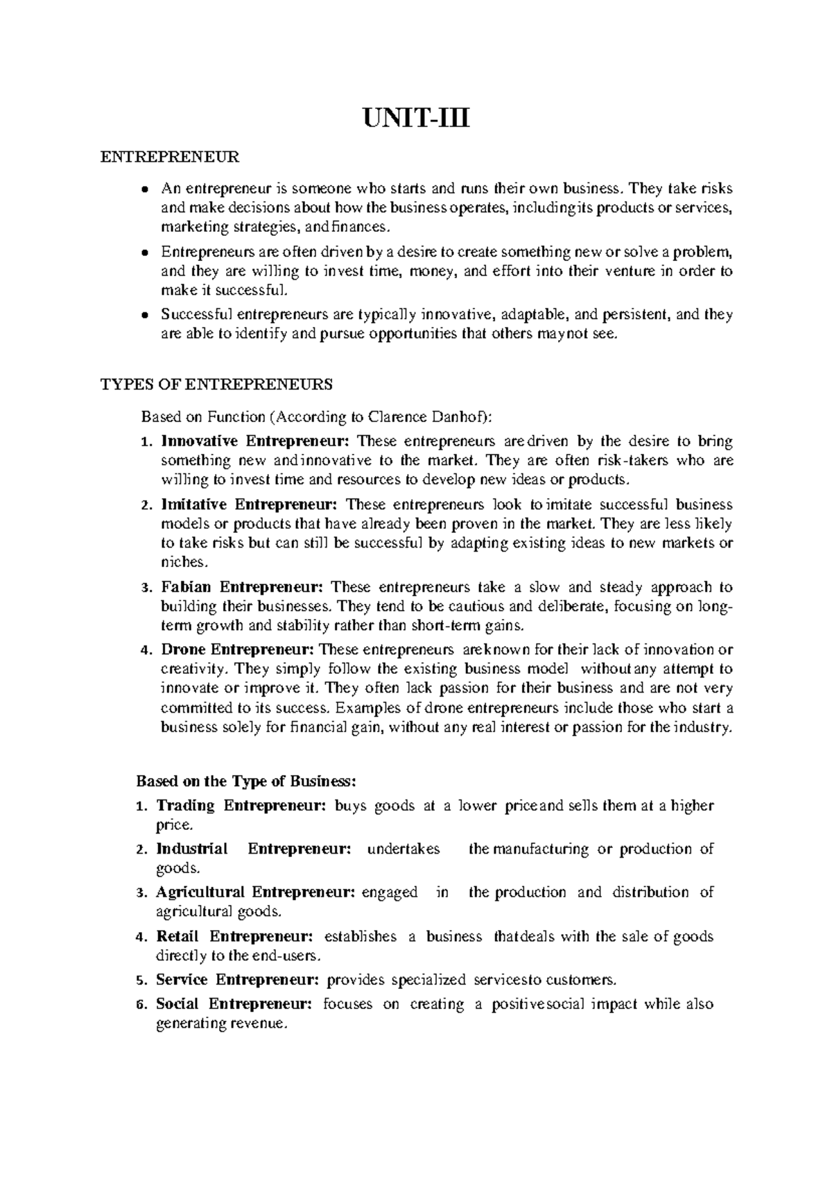 Idea to Business Model (KOE060) Unit-3 Notes - UNIT-III ENTREPRENEUR An ...