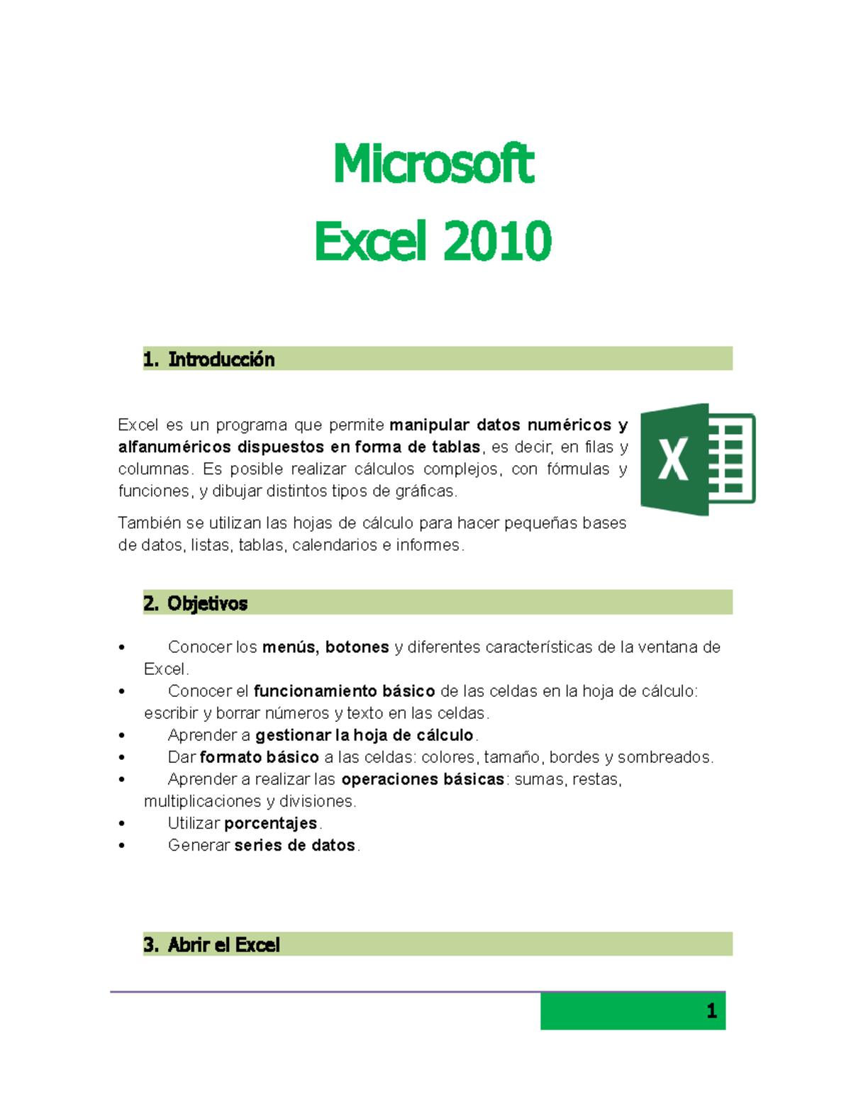 Introducción a Excel Basico - 1. Introducción Excel es un programa que permite manipular datos ...