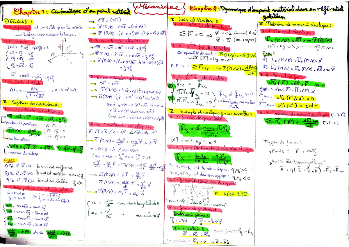Mécanique du point - Studocu