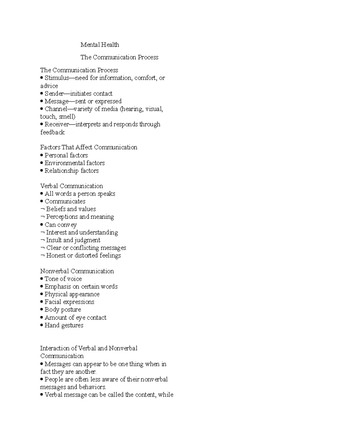 Mental Health Chapter 9, 34, 35, 2 (Unit 4 and 5) - Mental Health The ...