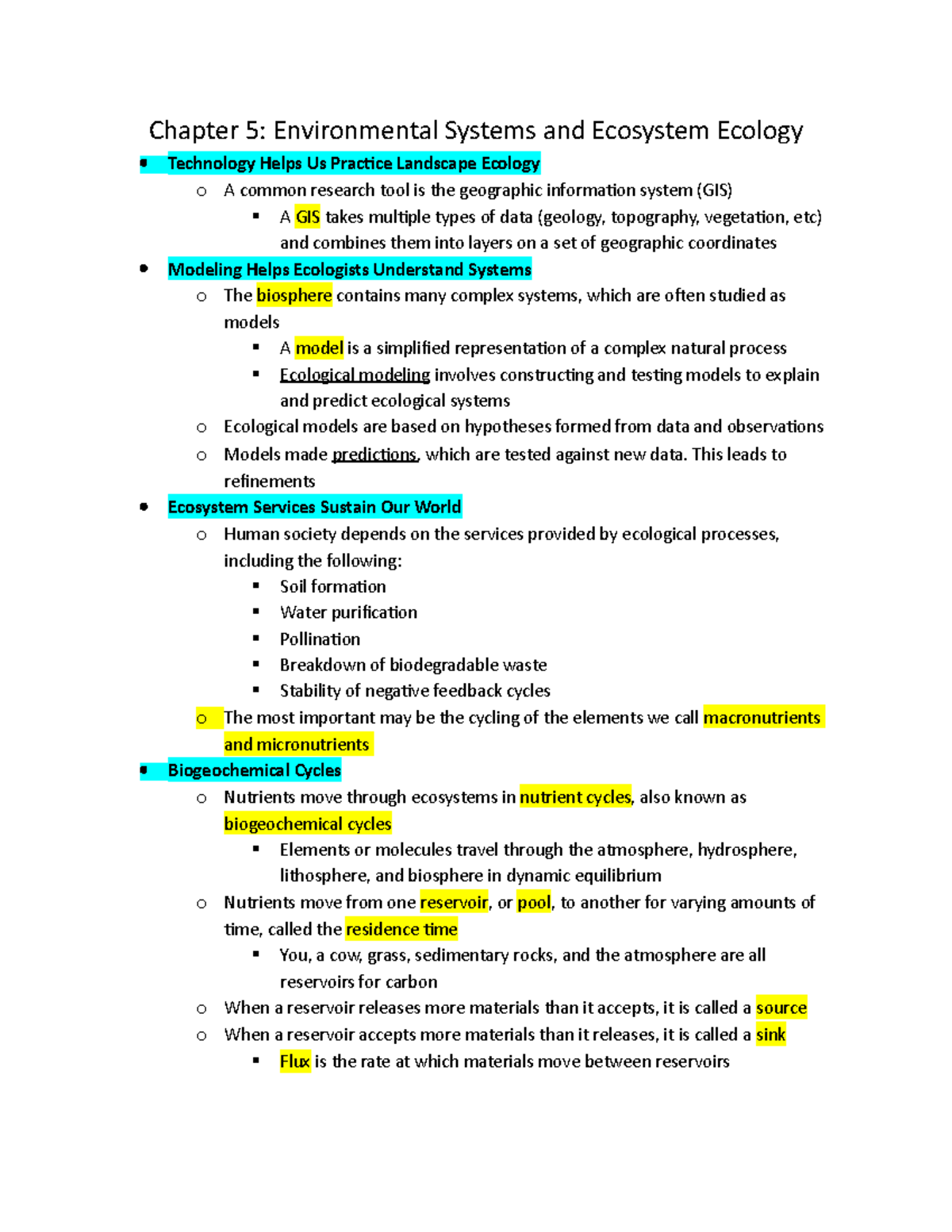 Ch5 SCI - Notes from PPT. - Chapter 5: Environmental Systems and ...
