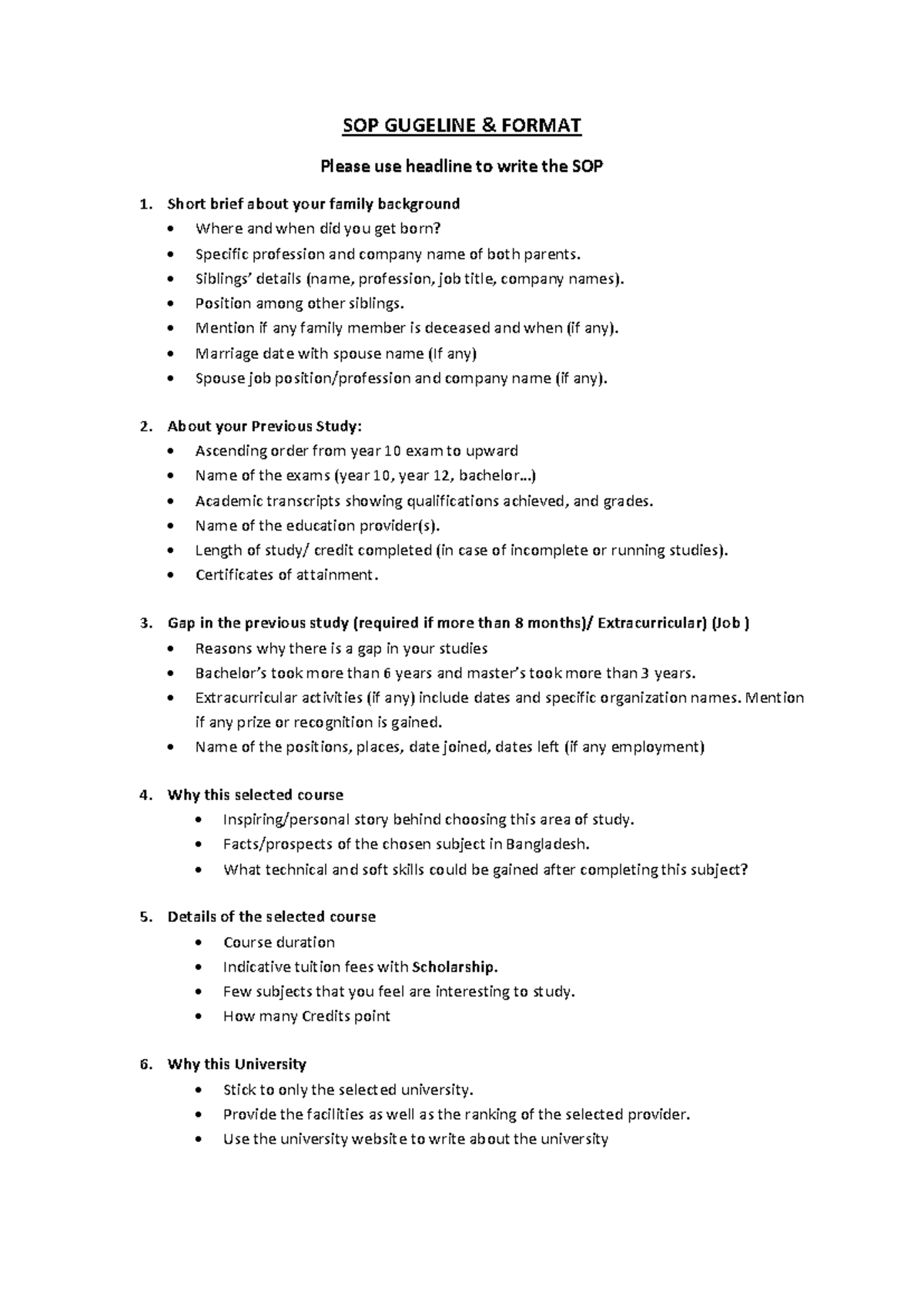 SOP Guidelines, Updated - SOP GUGELINE & FORMAT Please use headline to ...