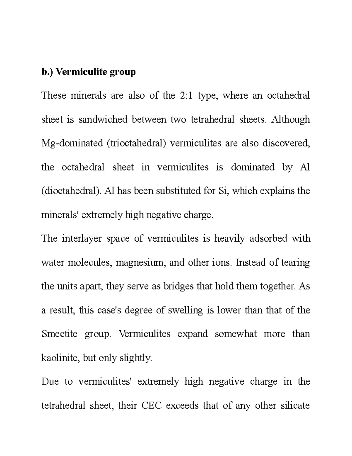 Vermiculate - practice materials - b.) Vermiculite group These minerals ...