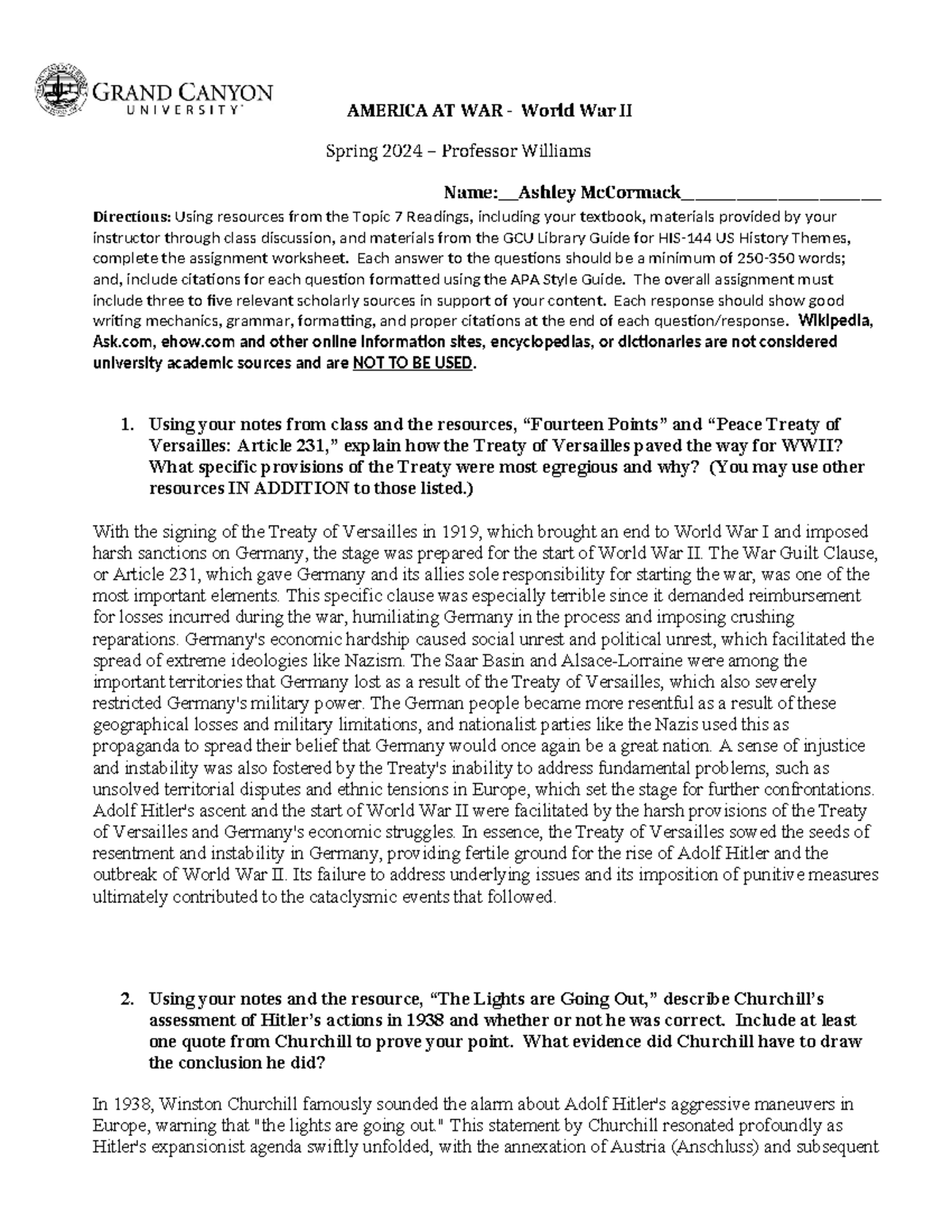 1. Topic 7 America at War World War II Fall 2023 HIS144 - AMERICA AT ...