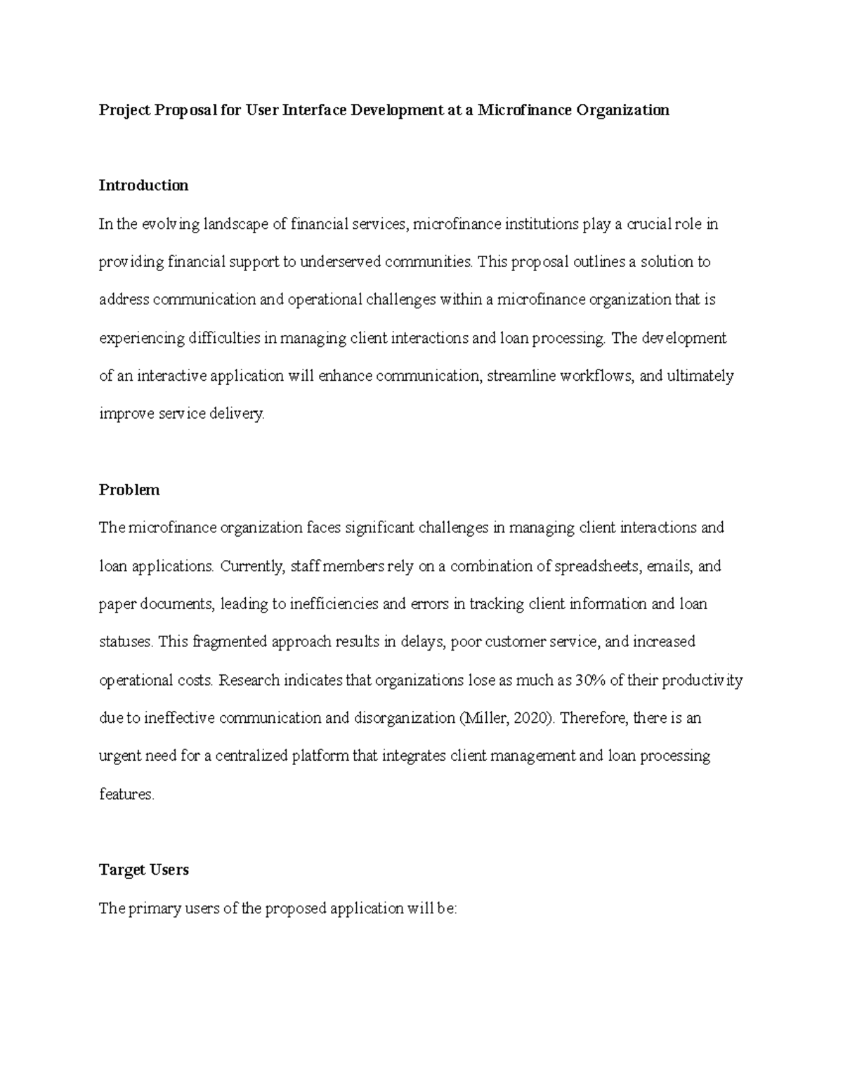 HCI W2 - essay - Project Proposal for User Interface Development at a ...
