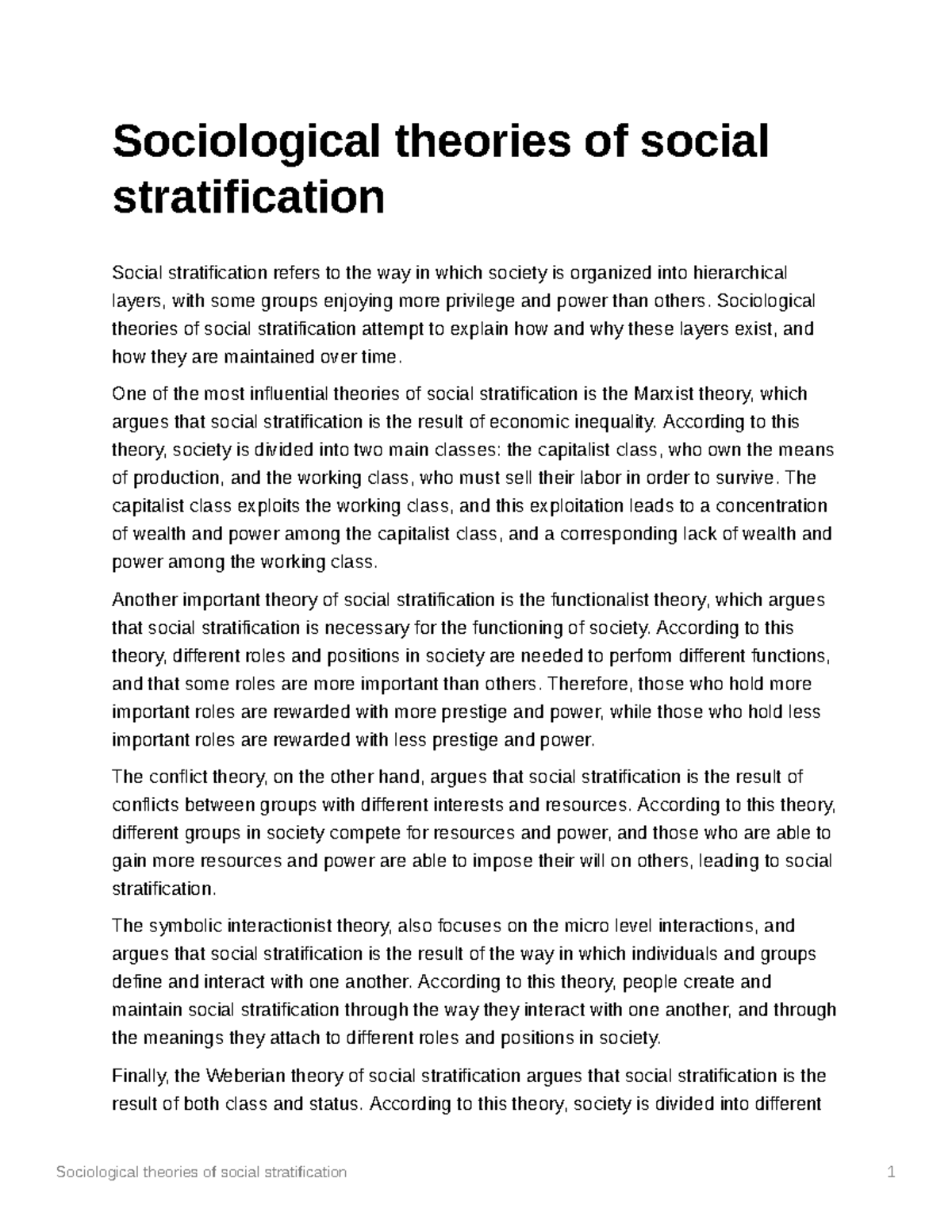 Sociological theories of social stratification - Sociological theories ...