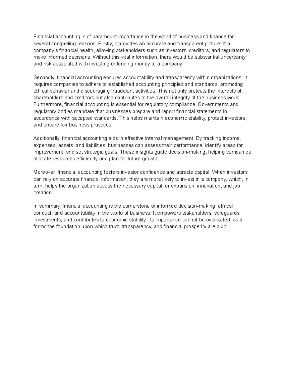 Importance of Financial Accounting - Financial accounting is of ...