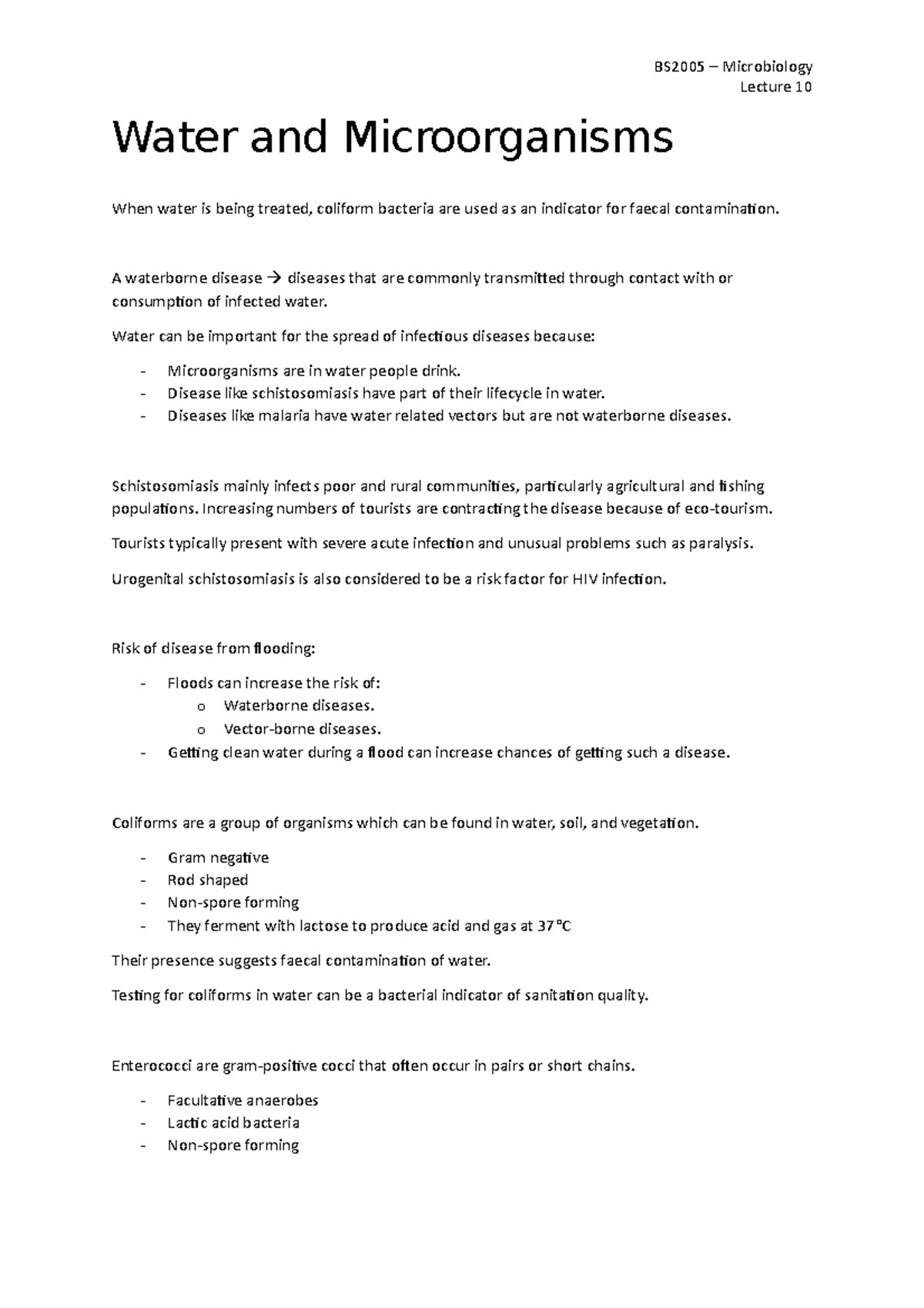 10 - Water and Microorganisms - BS2005 – Microbiology Lecture 10 Water ...