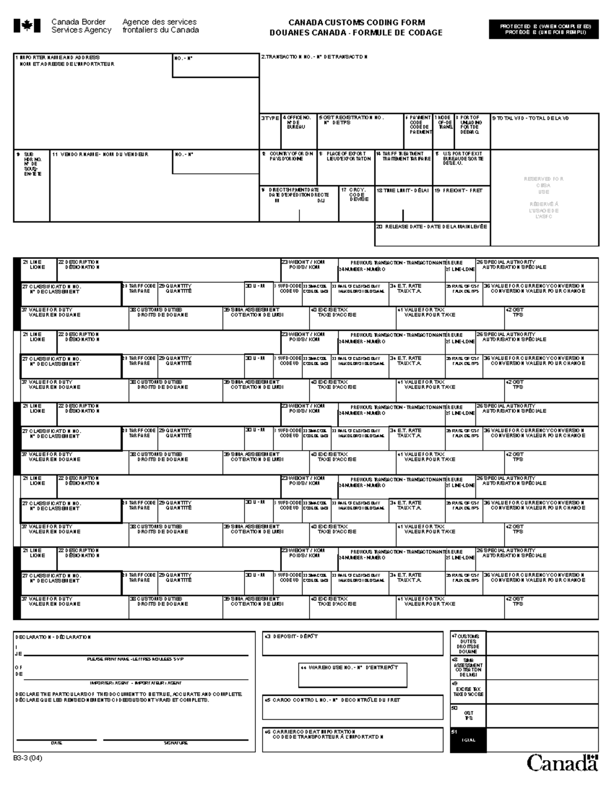 B3-3 - b3 form - 27 CLASSIFICATION NO. N∞ DE CLASSEMENT 16 DIRECT ...