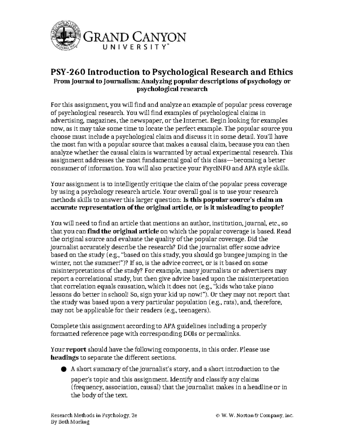 PSY260-RS-T4-Journal-to-Journalism (1) - PSY-260 Introduction to ...