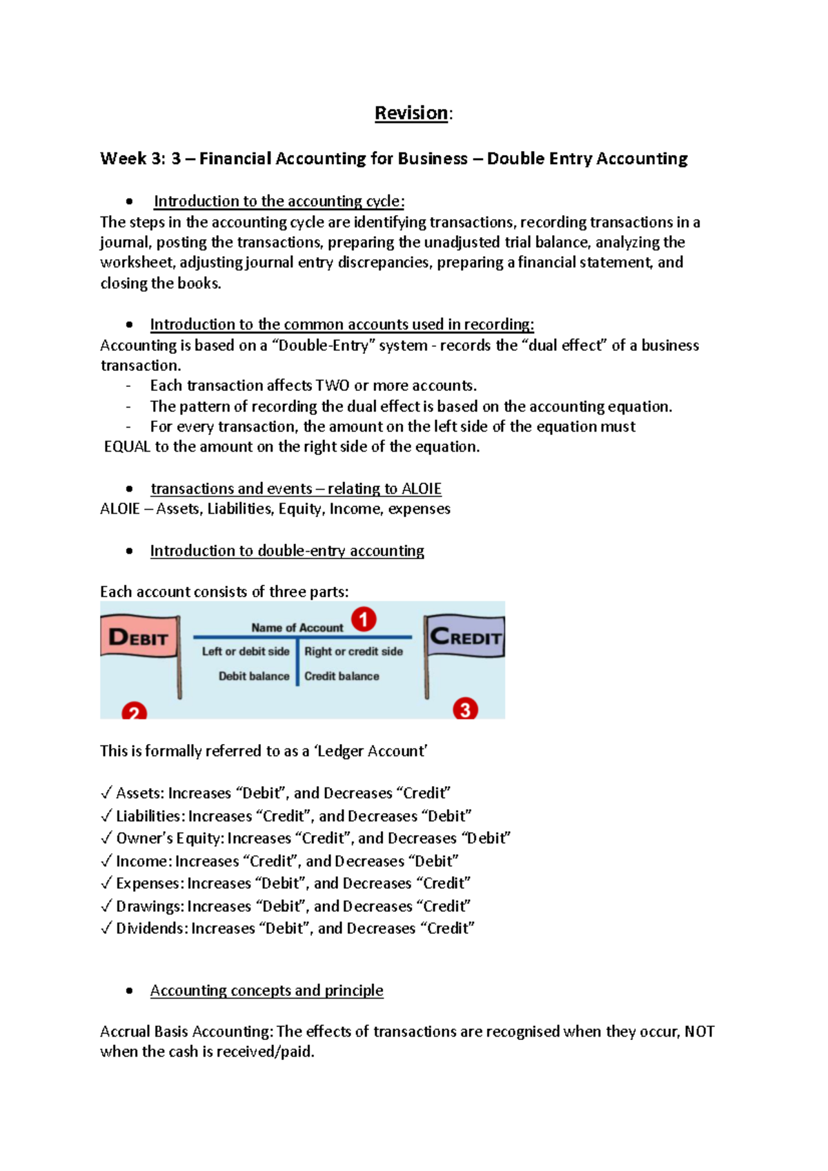 Accounting Revision Sheet for Exam - Revision: Week 3: 3 – Financial ...