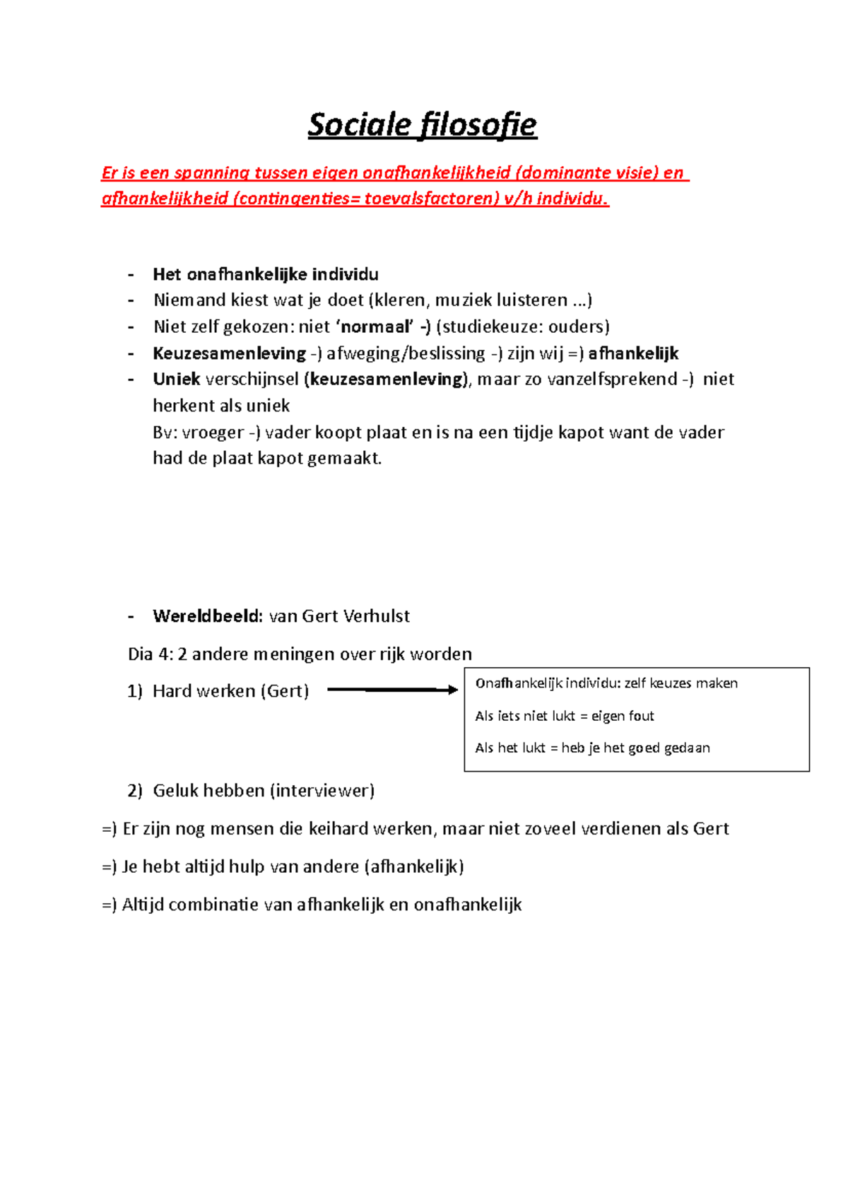 Sociale filosofie les 1 Thema 2 - Sociale filosofie Er is een spanning ...