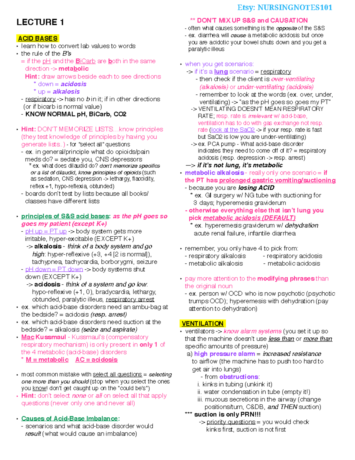 MARK K Lecture Notes - Nclex - LECTURE 1 ACID BASES • learn how to ...