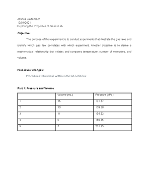 Lab 2 - Alka Seltzer Lab Report - Data Analysis Report: Experiment 2 ...