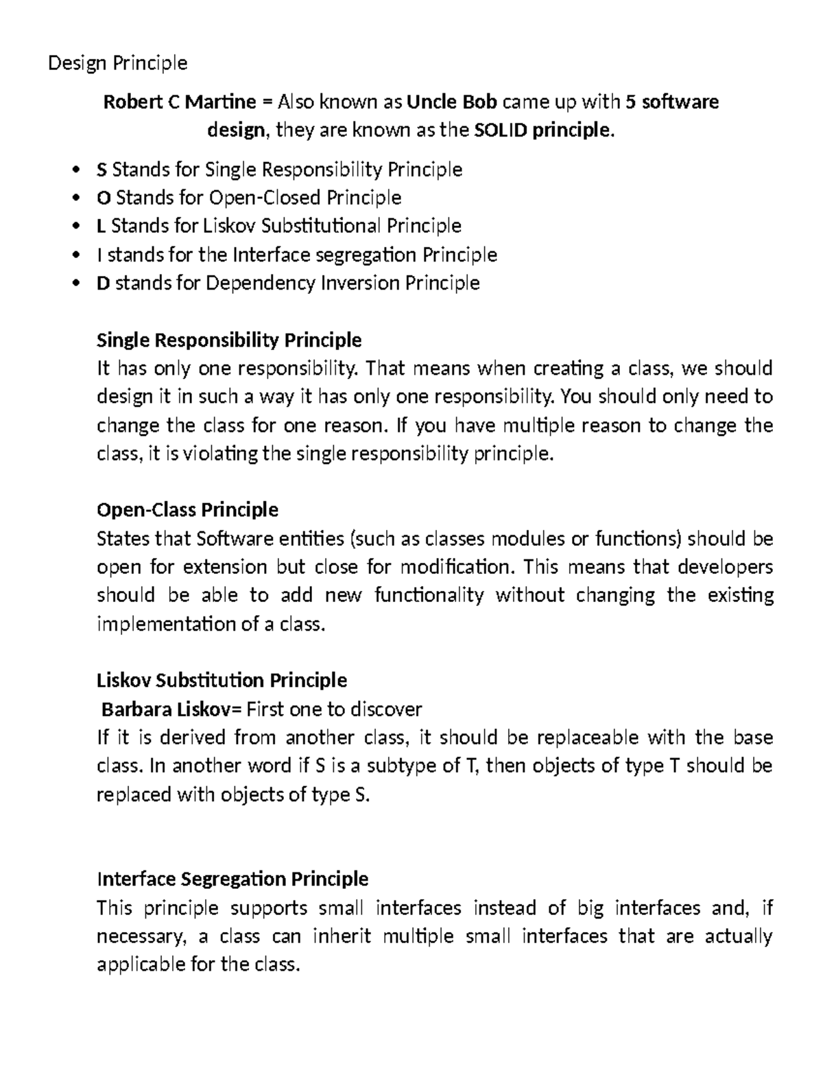 Design Principle - Design Principle Robert C Martine = Also known as ...