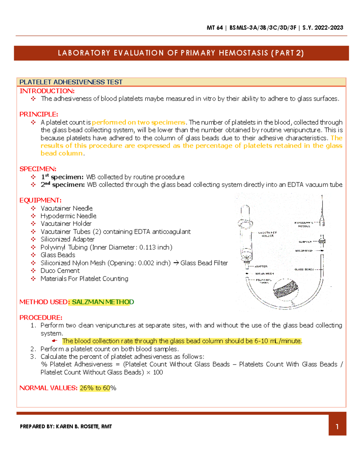 Laboratory Evaluation of Primary Hemostasis-Part 2 - LABORATORY ...