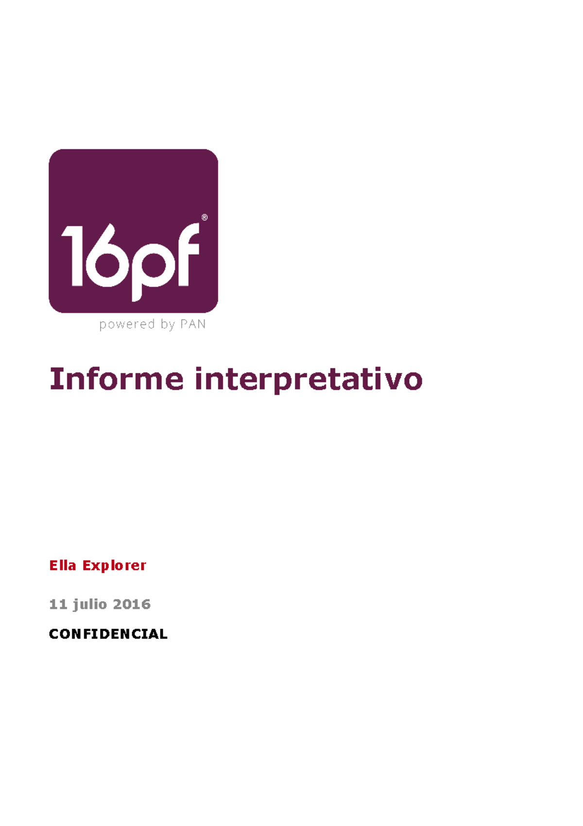 Informe-interpretativo-16PF - Informe interpretativo Ella Explorer **11 ...