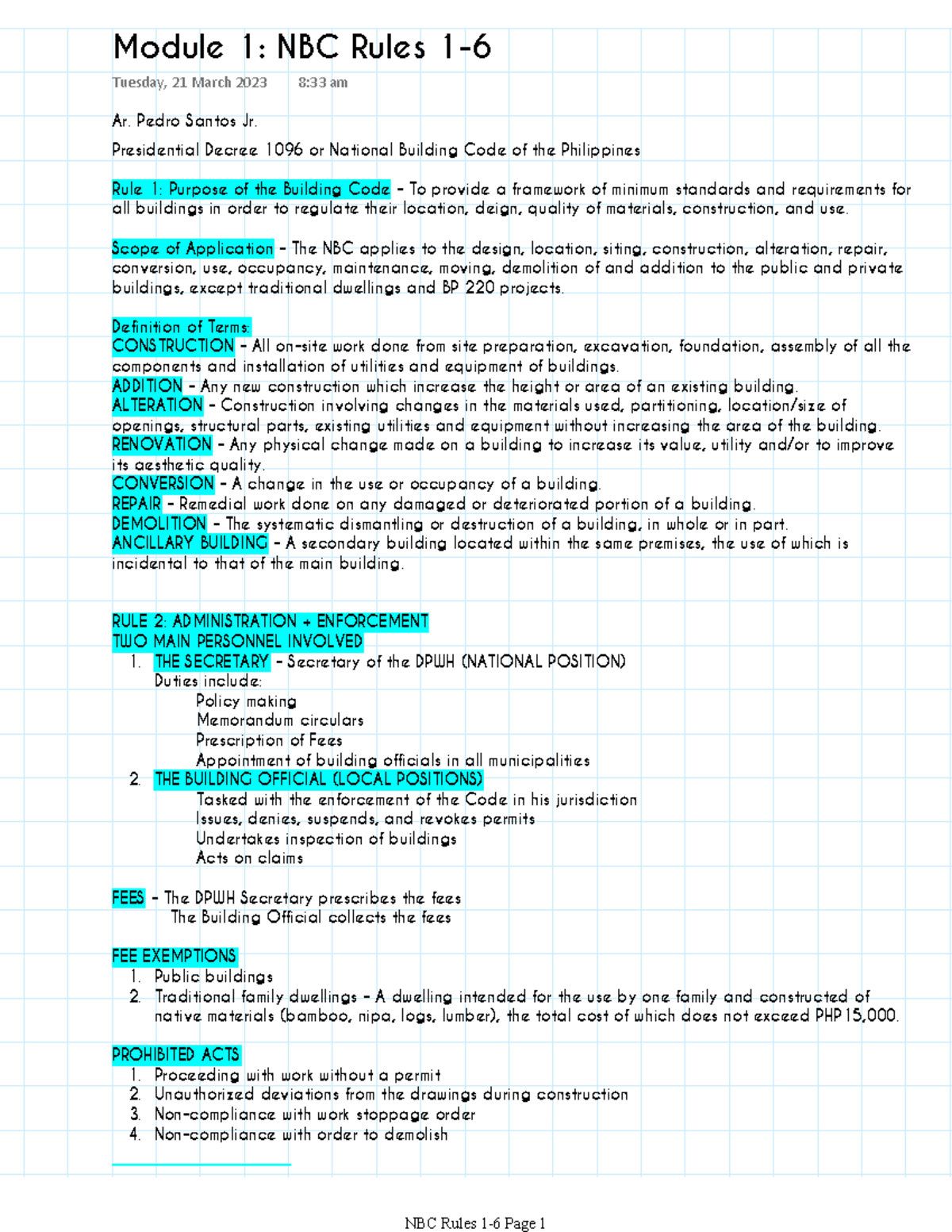 NBC for studucco - National Building Code of the Philipppines (1-6 ...