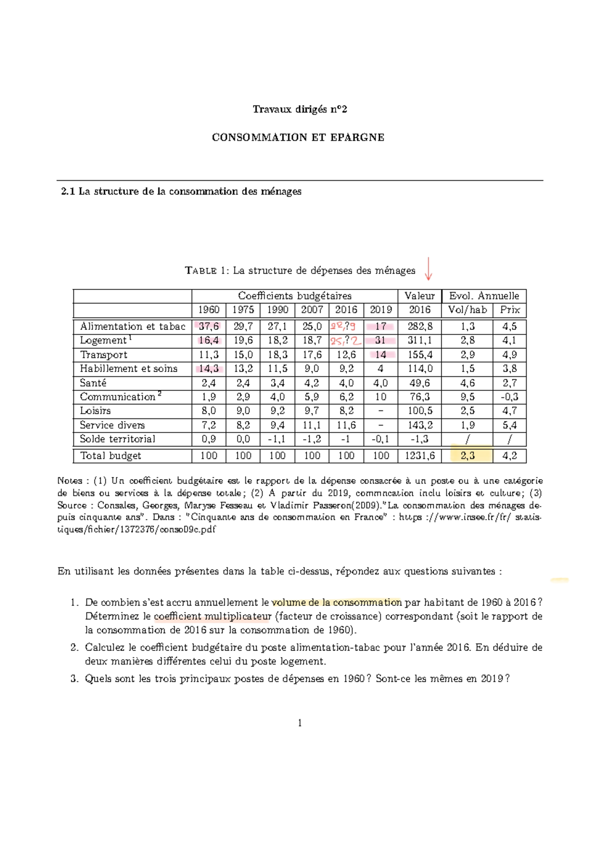 TD2 - Travaux dirig ́es n o 2 CONSOMMATION ET EPARGNE 2 La structure de ...
