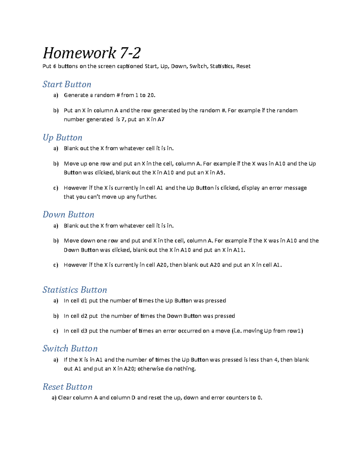 HW7-2 - Move X - Homework 7- Put 6 buttons on the screen captioned ...