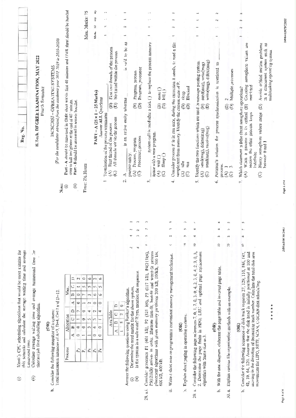 Os qp - question paper - (i) Identify CPU scheduling algorithms that ...