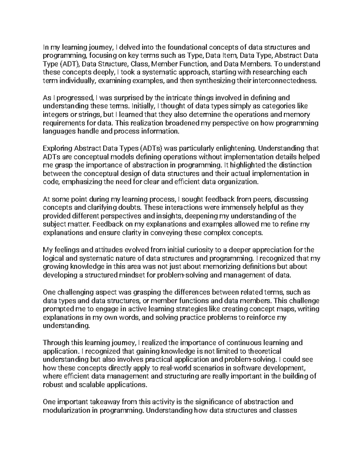 CS 3303 unit 1 LJ - In my learning journey, I delved into the ...